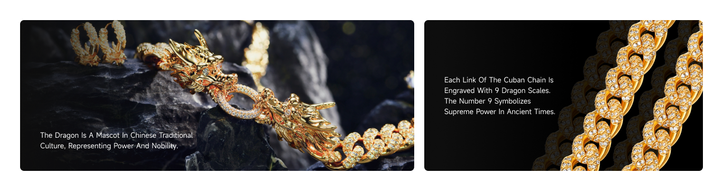 WONG Iced Double Dragon Cuban Chain - Hip Hop Jewelry - APORRO