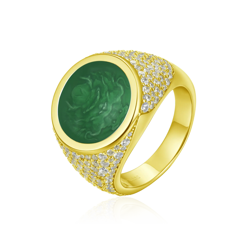 WONG Ⅱ Ridge Iced Out Signet Ring - Urban Jewelry - APORRO