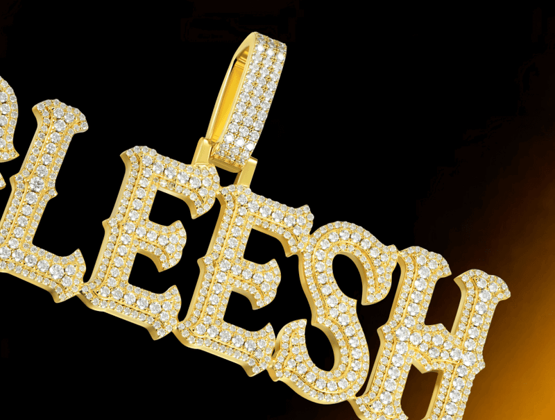 Custom Iced Vertical Letter Pendant – APORRO