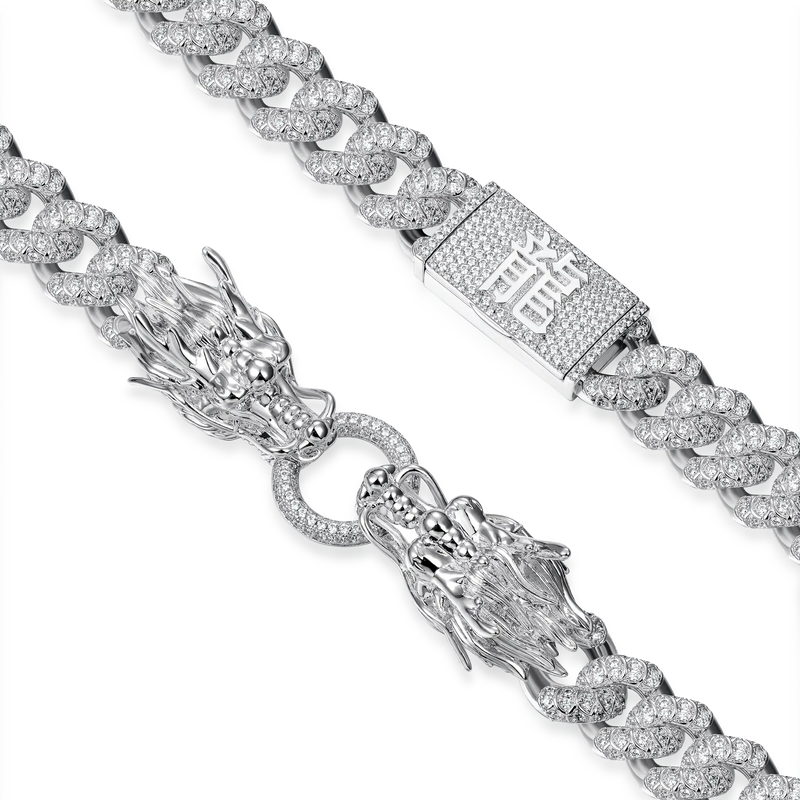WONG Iced Double Dragon Cuban Chain - Hip Hop Jewelry - APORRO
