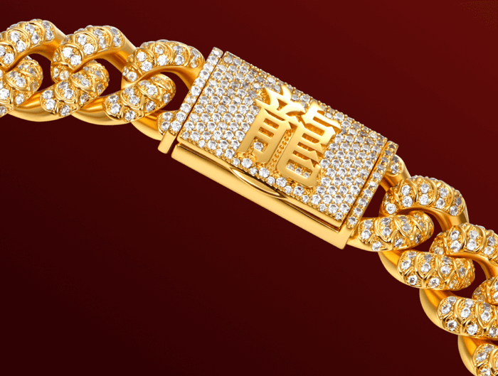 15mm Diamond Gold WONG Double Dragon Cuban Chain - Jewelry For Men – APORRO
