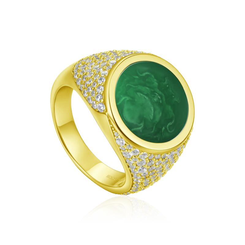 WONG Ⅱ Ridge Iced Out Signet Ring - Urban Jewelry - APORRO