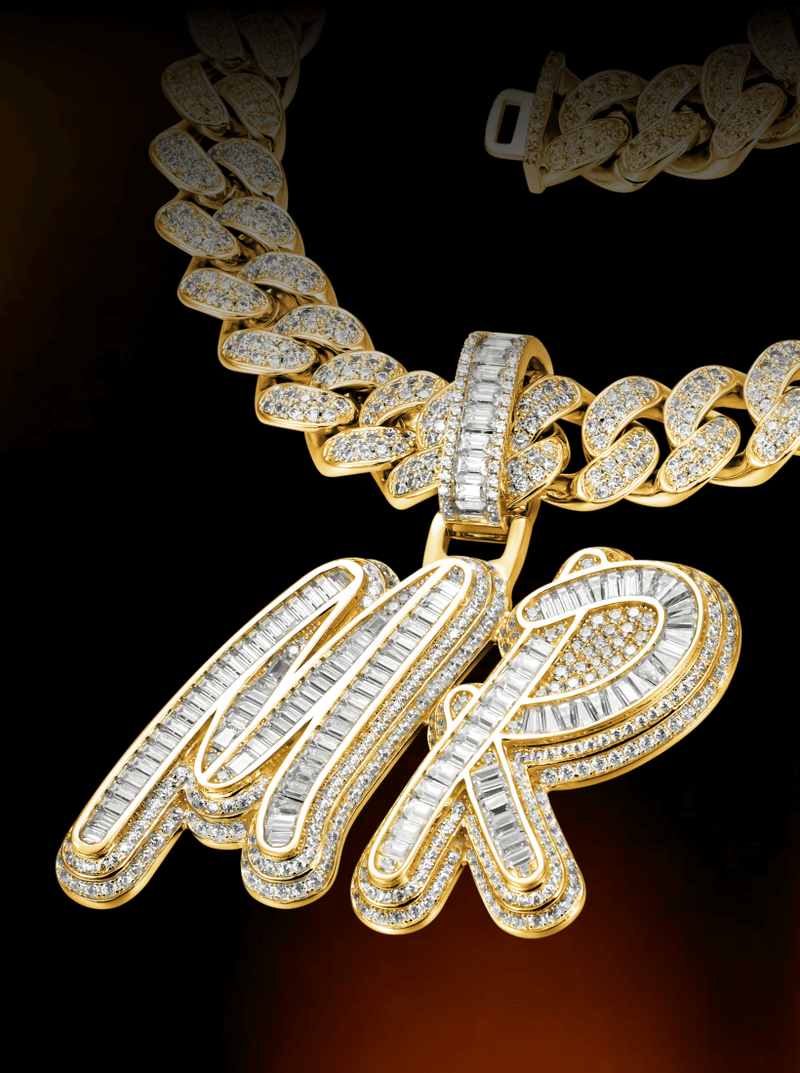 Custom Iced Vertical Letter Pendant – APORRO