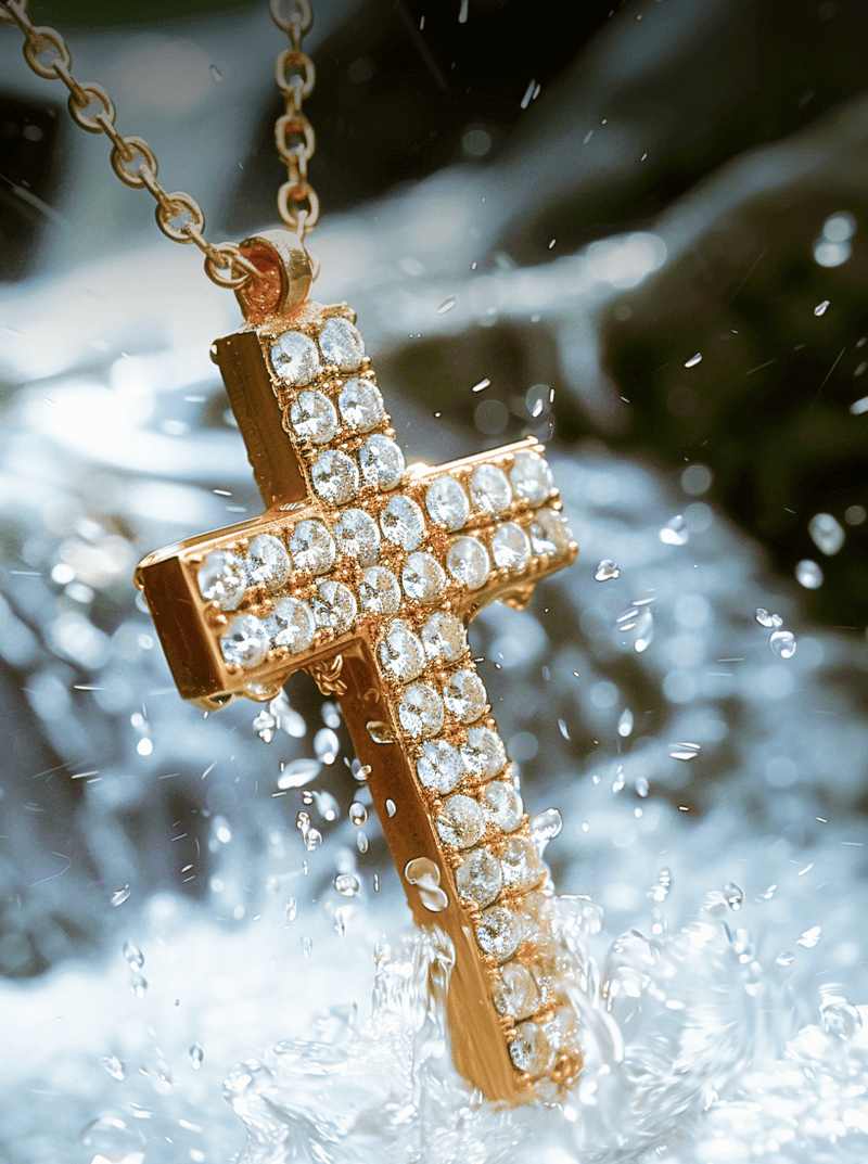 Moissanite Thorned Rose Cross Pendant – APORRO