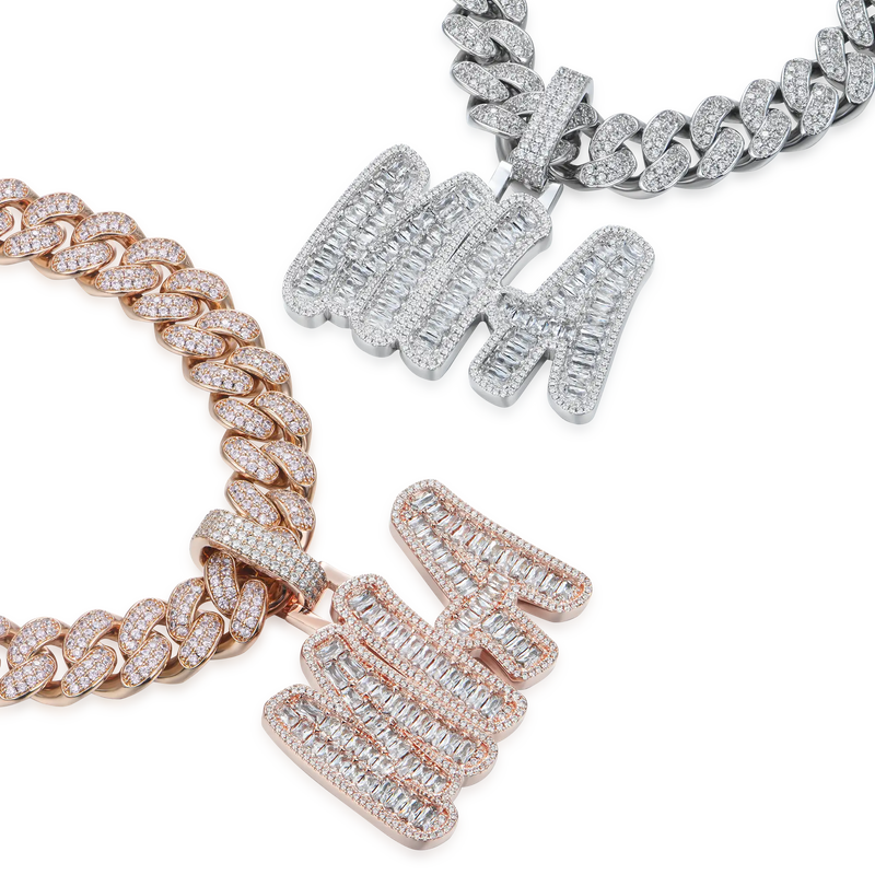 Custom Emerald Cut Romantic Font Pendant - APORRO