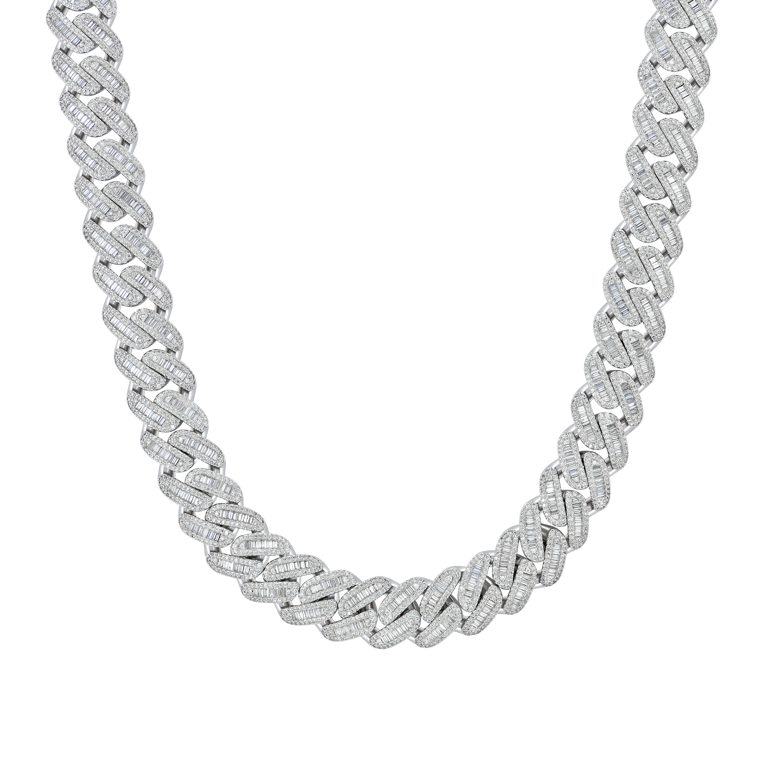 Halo Baguette Cut Cuban Link Chain - APORRO
