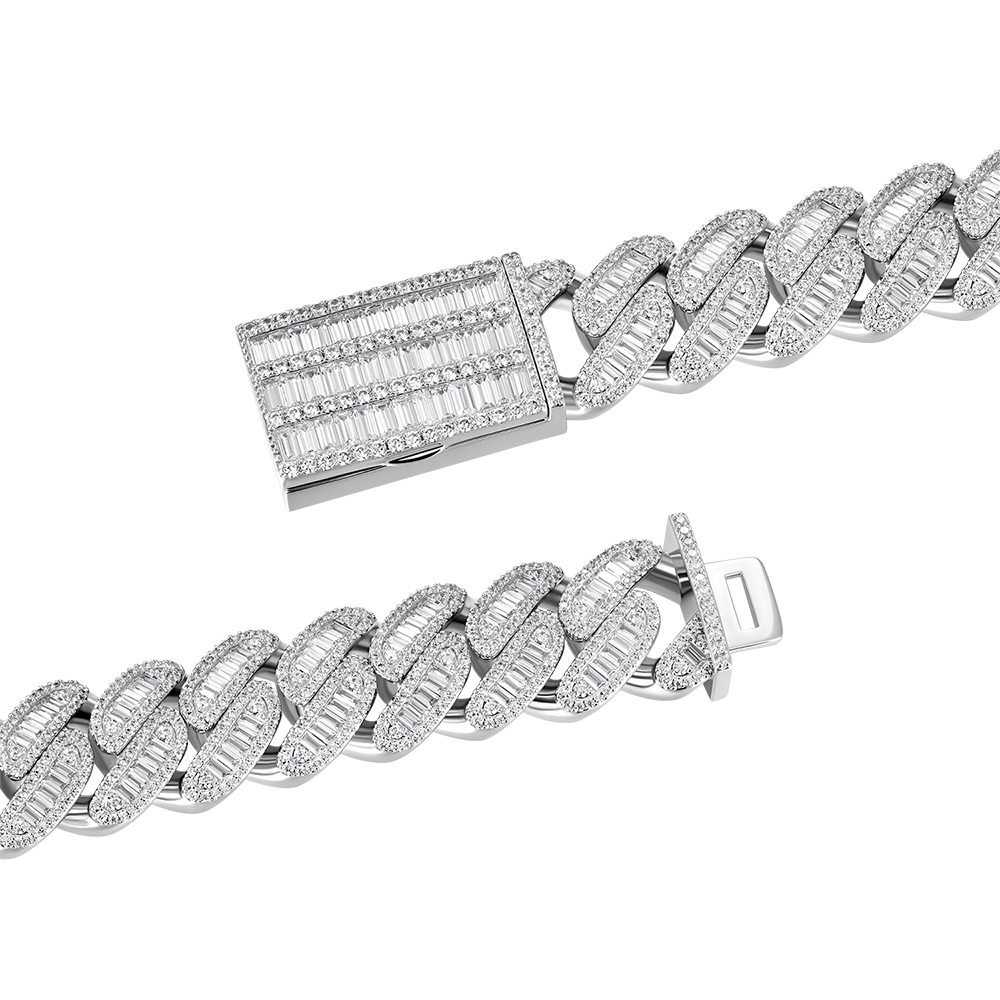 Halo Baguette Cut Cuban Link Chain - APORRO