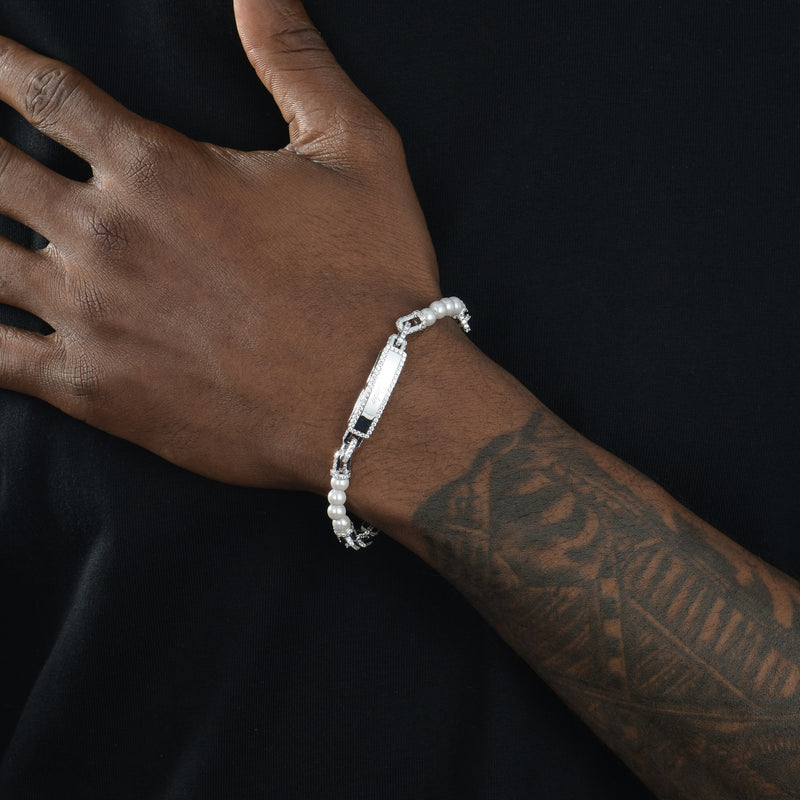 Custom Pearl Name Tag Bracelet - 5mm - APORRO