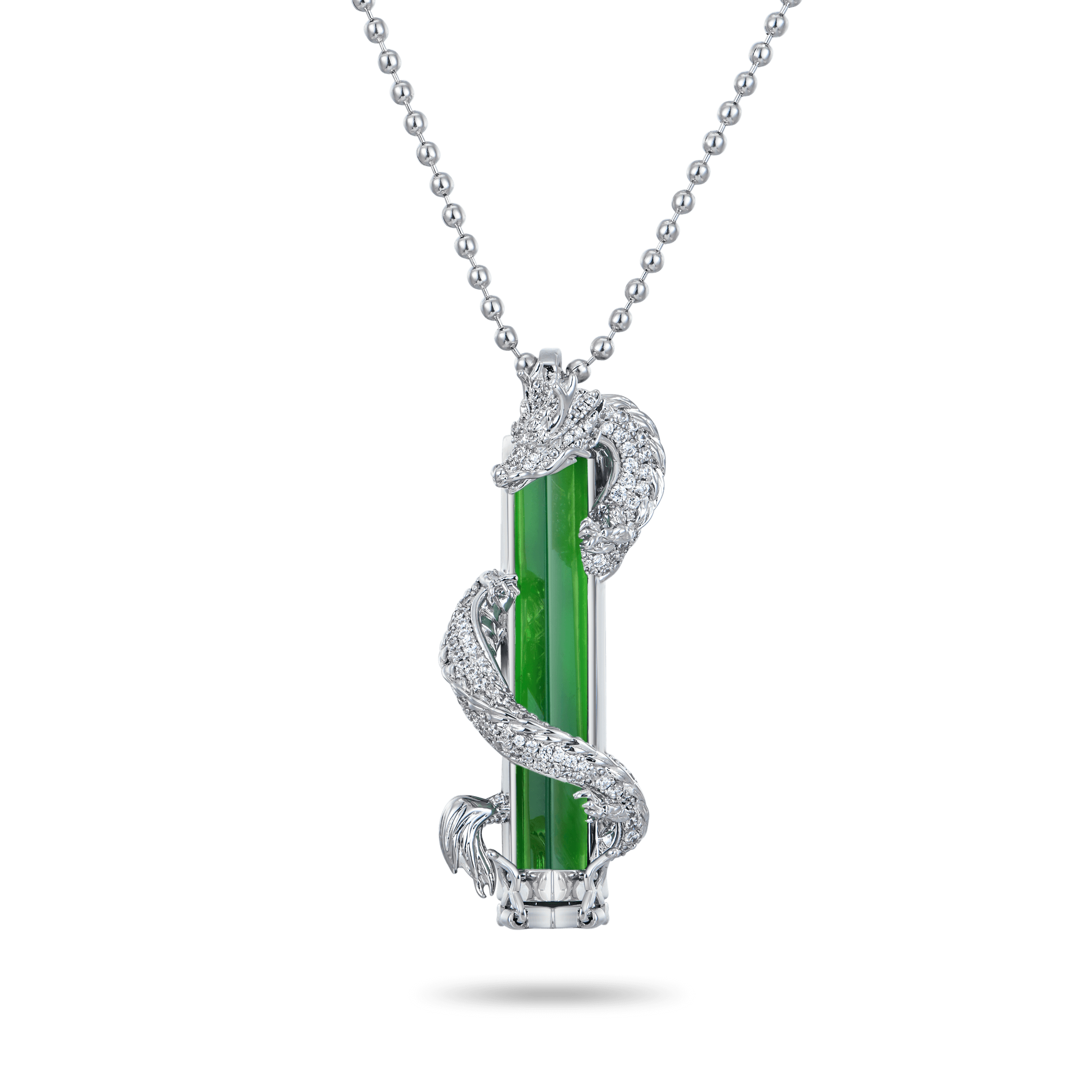WONG Ⅱ Iced Out Jade Column Pendant - Urban Jewelry - APORRO