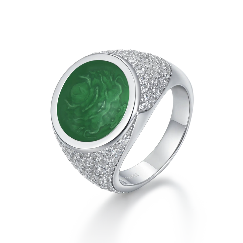 WONG Ⅱ Ridge Iced Out Signet Ring - Urban Jewelry - APORRO