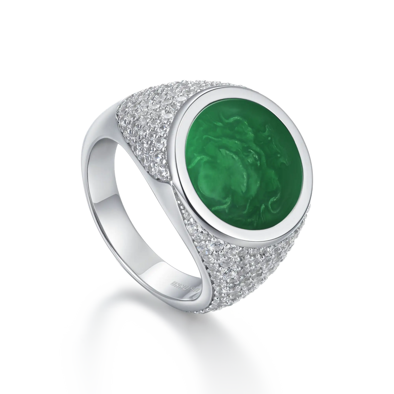 WONG Ⅱ Ridge Iced Out Signet Ring - Urban Jewelry - APORRO