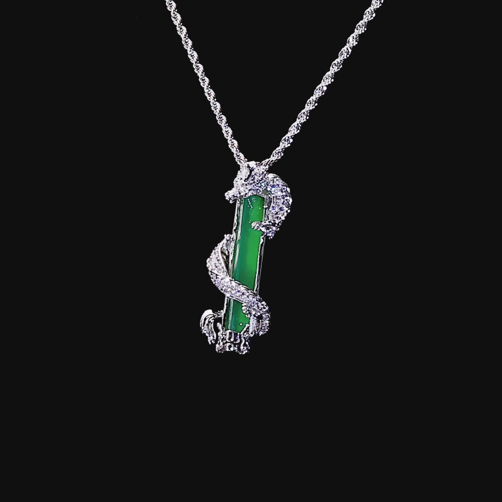 WONG Ⅱ Iced Out Jade Column Pendant - Urban Jewelry - APORRO