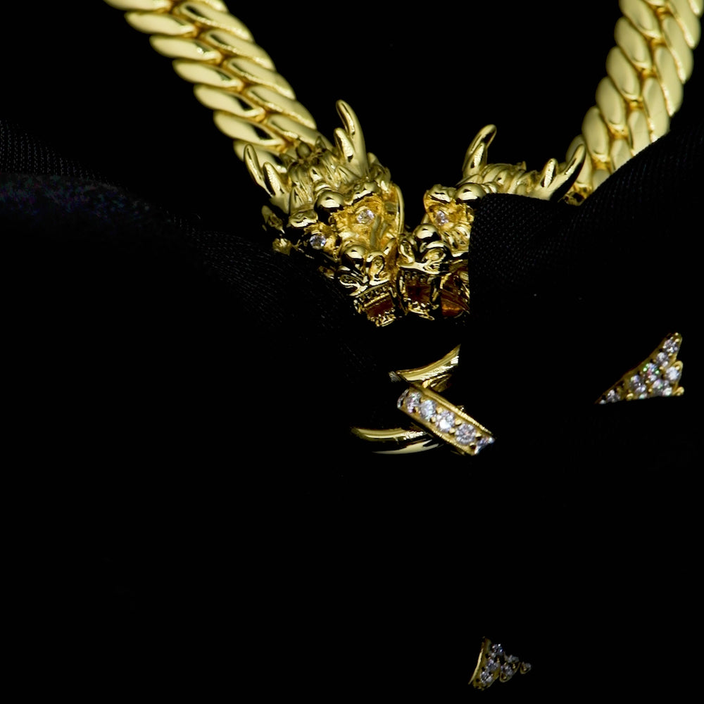 14K Gold Men's Twin Dragon Icon Chain & Pendant Set – APORRO