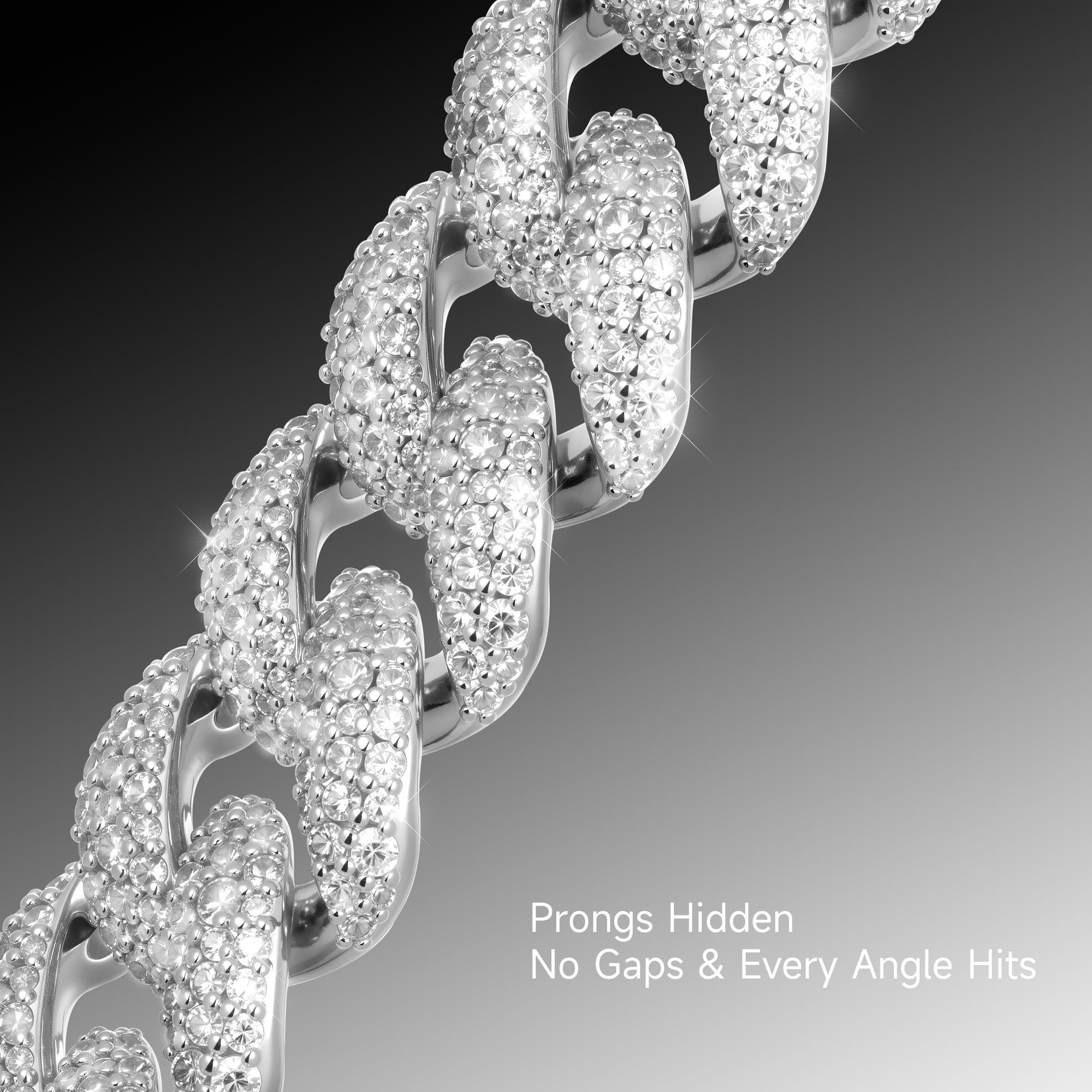 12mm Silver Moissanite Men's Round Cut Cuban Link Chain - Luxury ...