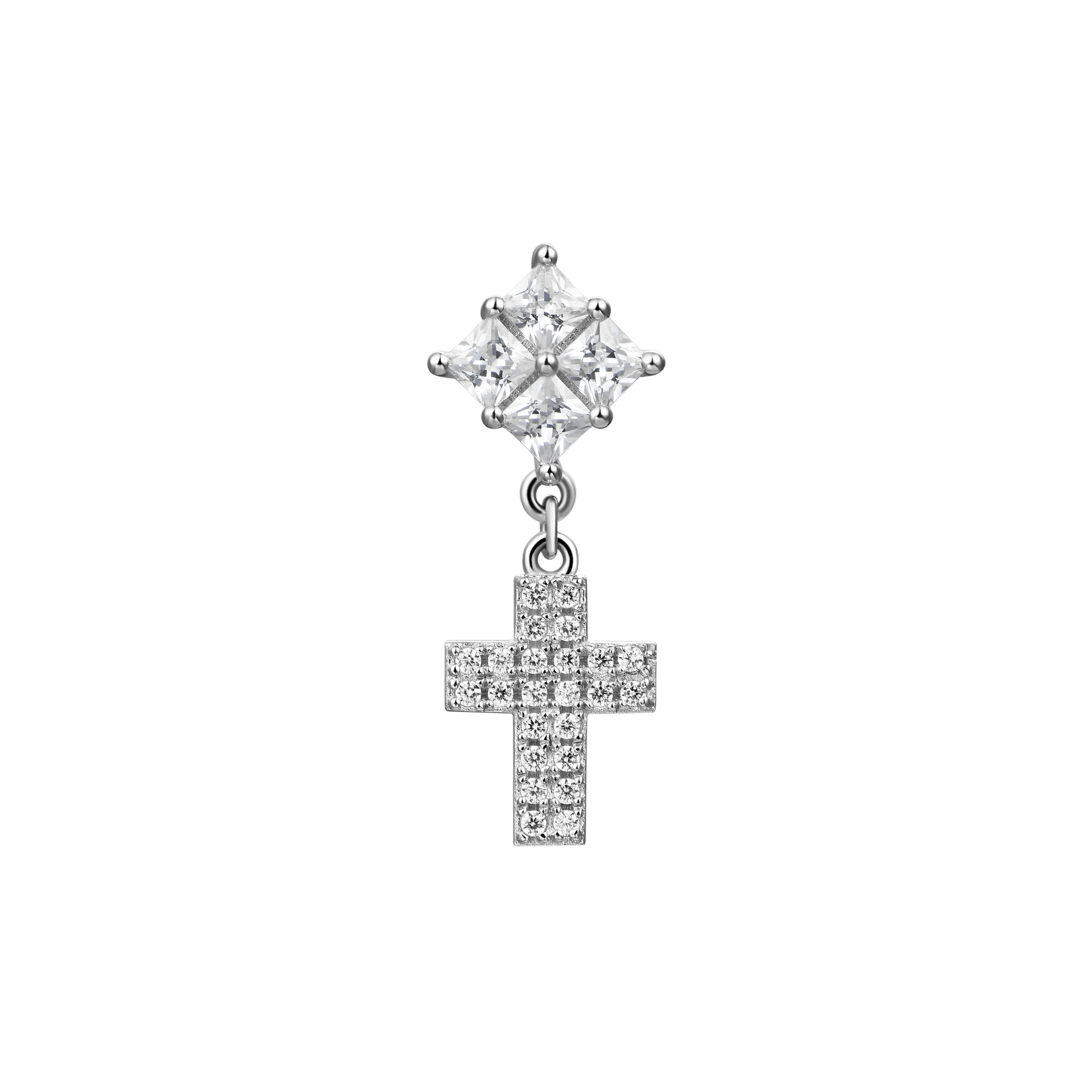 Cross Drop Earring Single